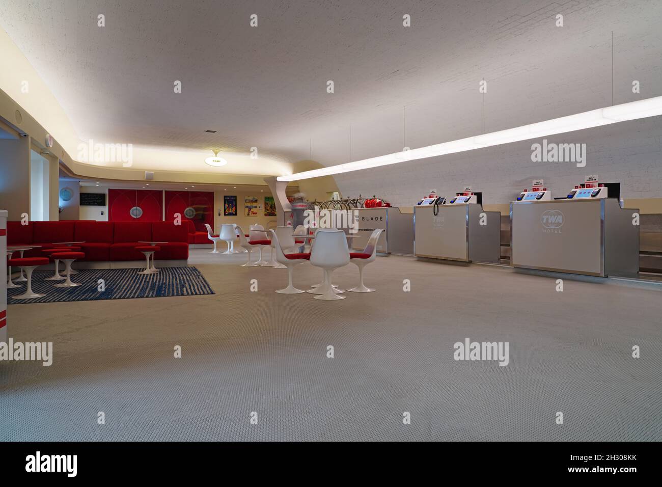 NEW YORK -8 OCT 2021- Interior view of the TWA Hotel in the landmark ...