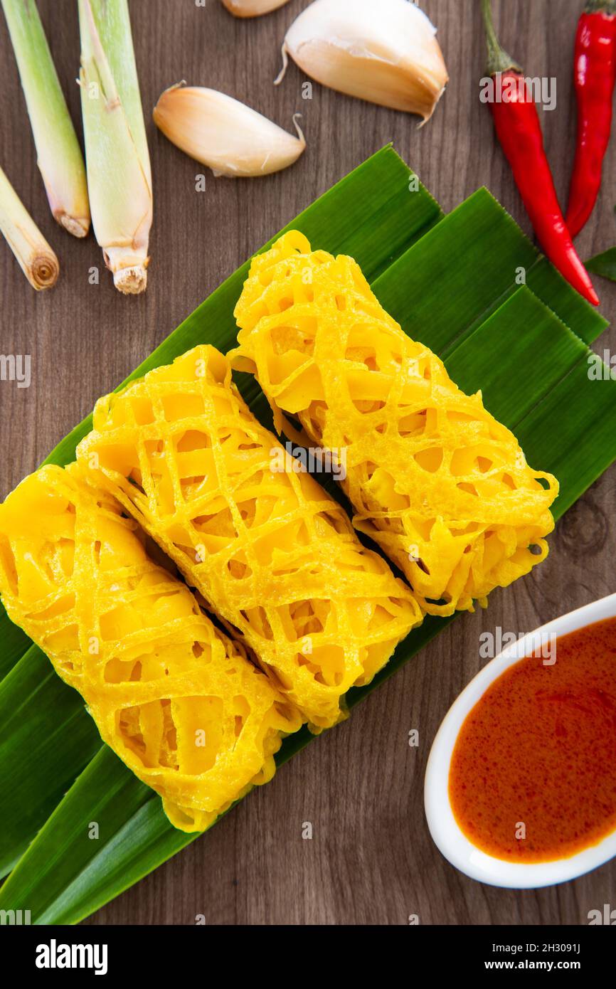 Roti Jala or lace pancake is Malaysian traditional food, a popular ...