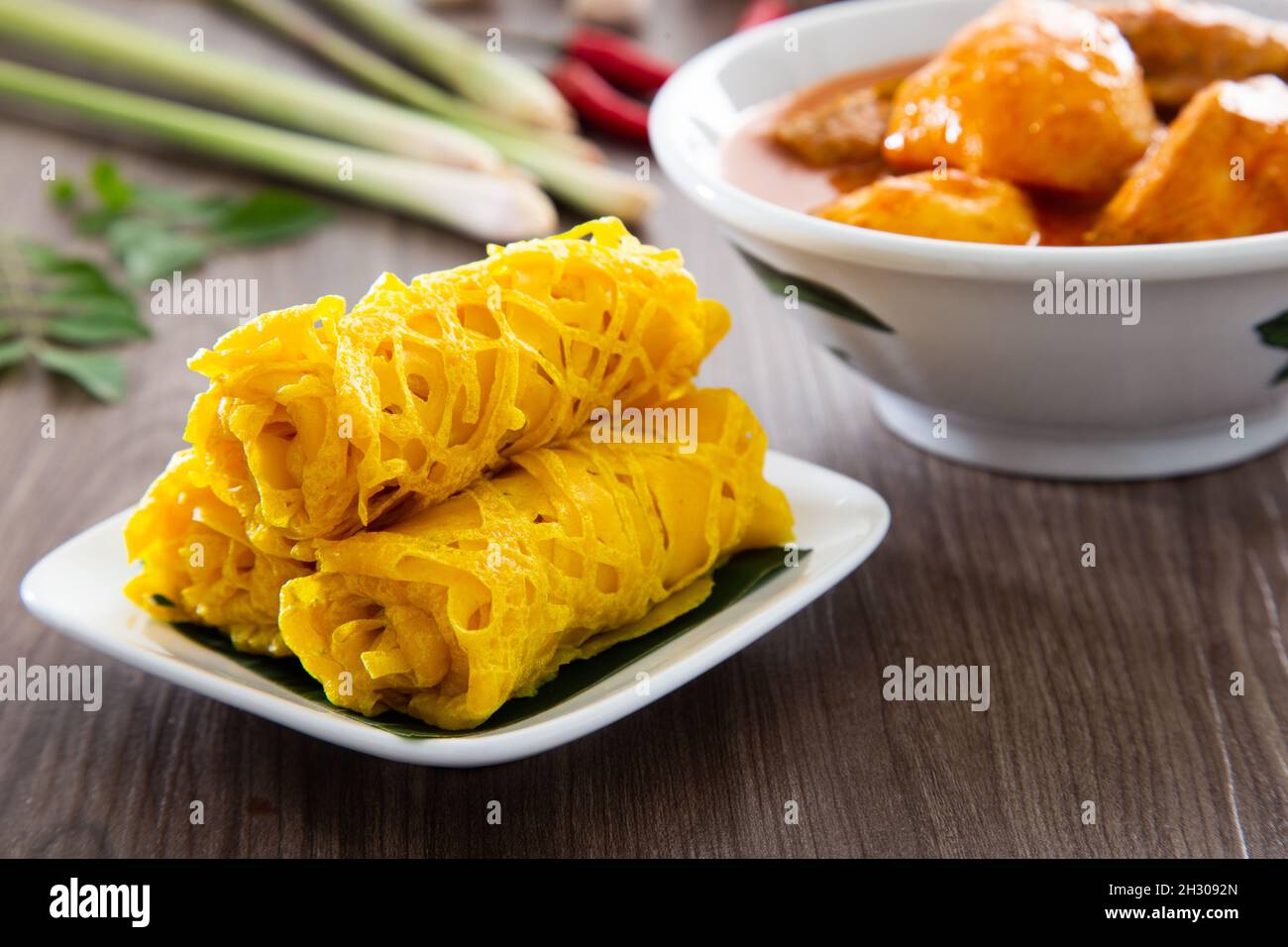 Roti Jala or lace pancake is Malaysian traditional food, a popular ...