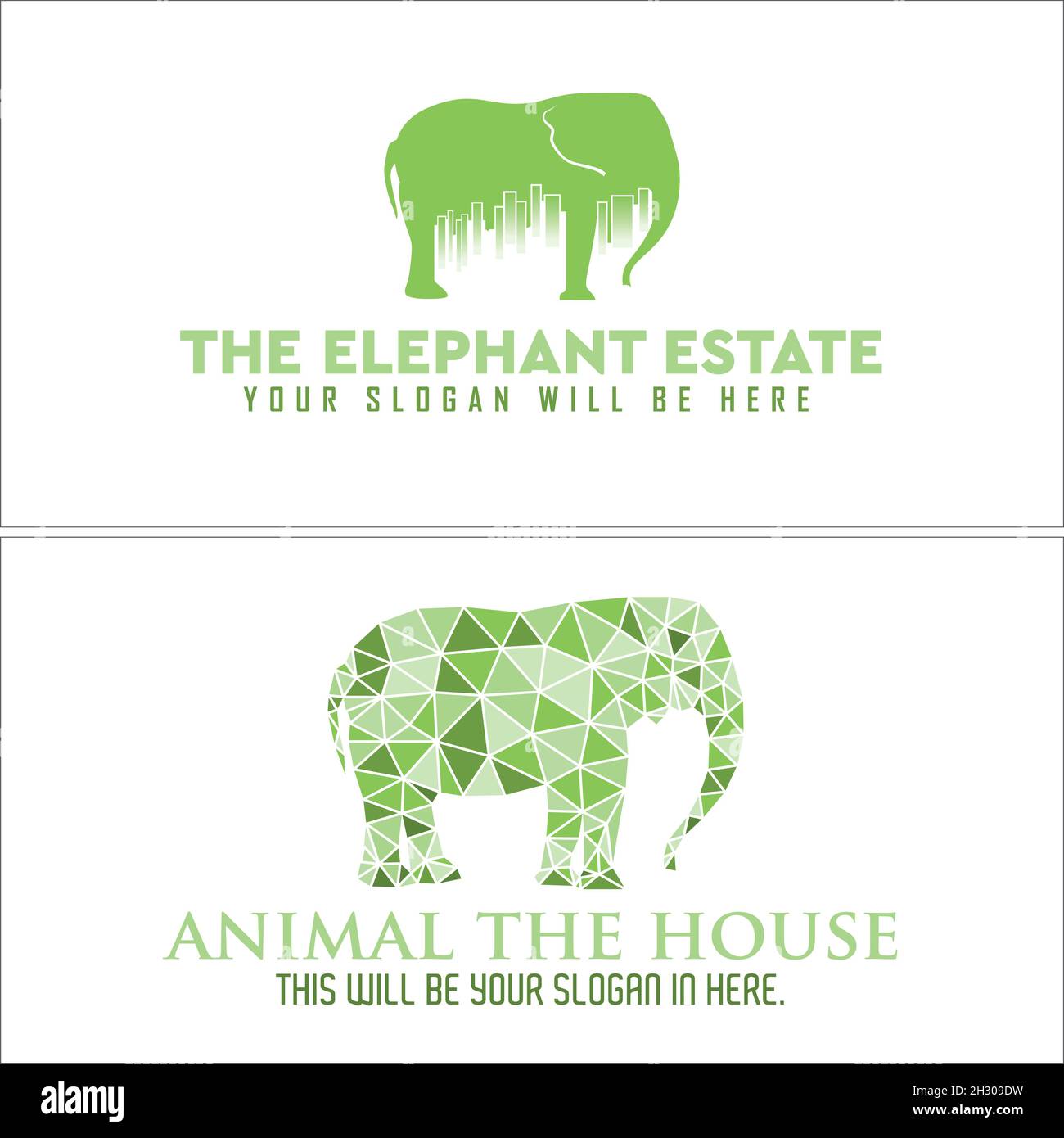 Modern city building zoo animal elephant logo design Stock Vector Image ...