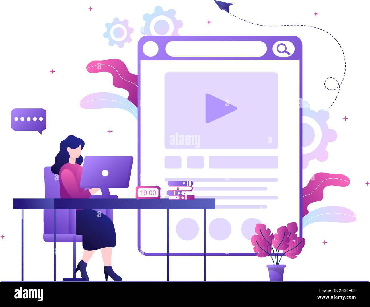 Video Tutorials Background Vector Illustration. Watching and Streaming ...