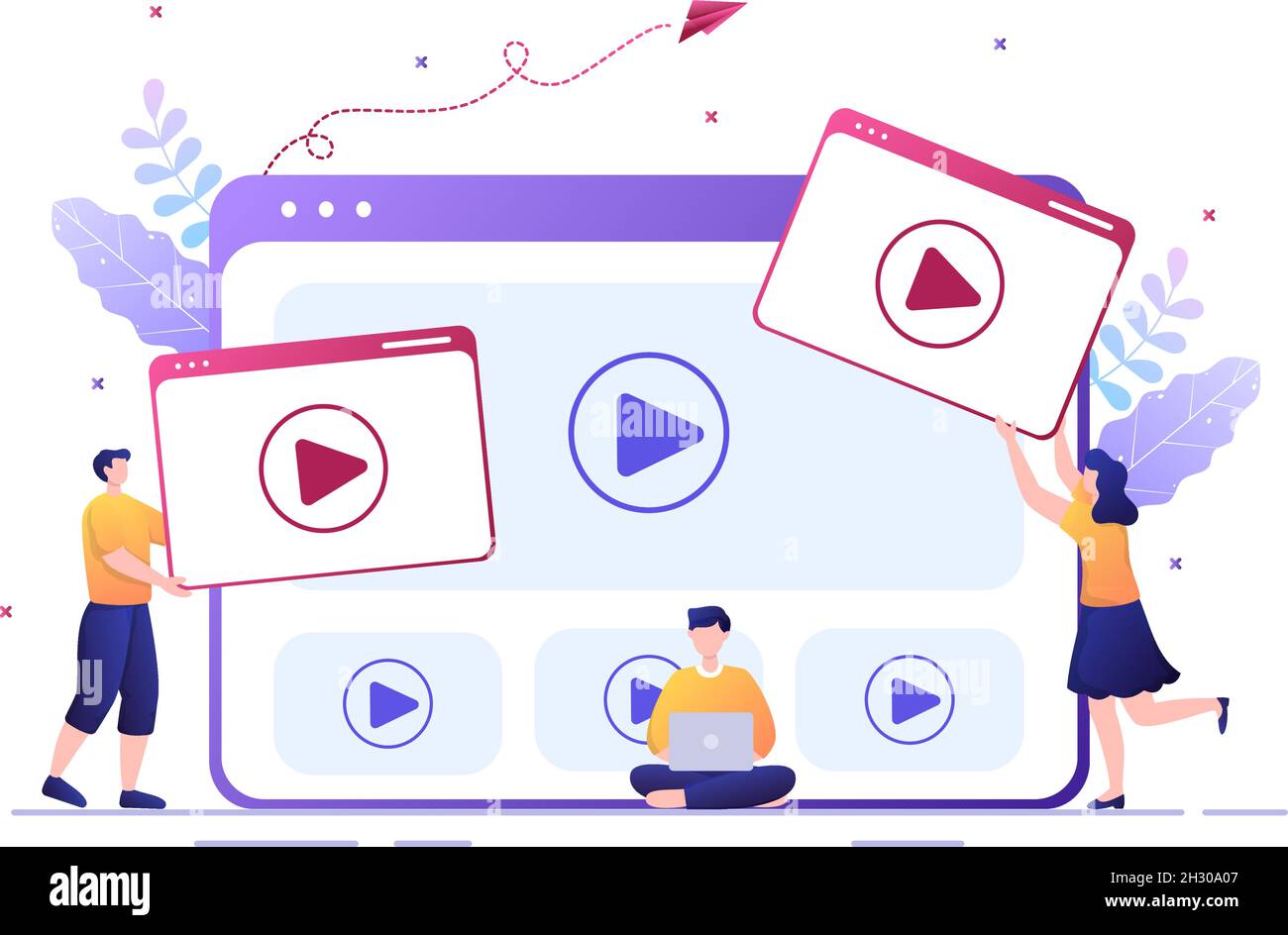 Video Tutorials Background Vector Illustration. Watching and Streaming ...