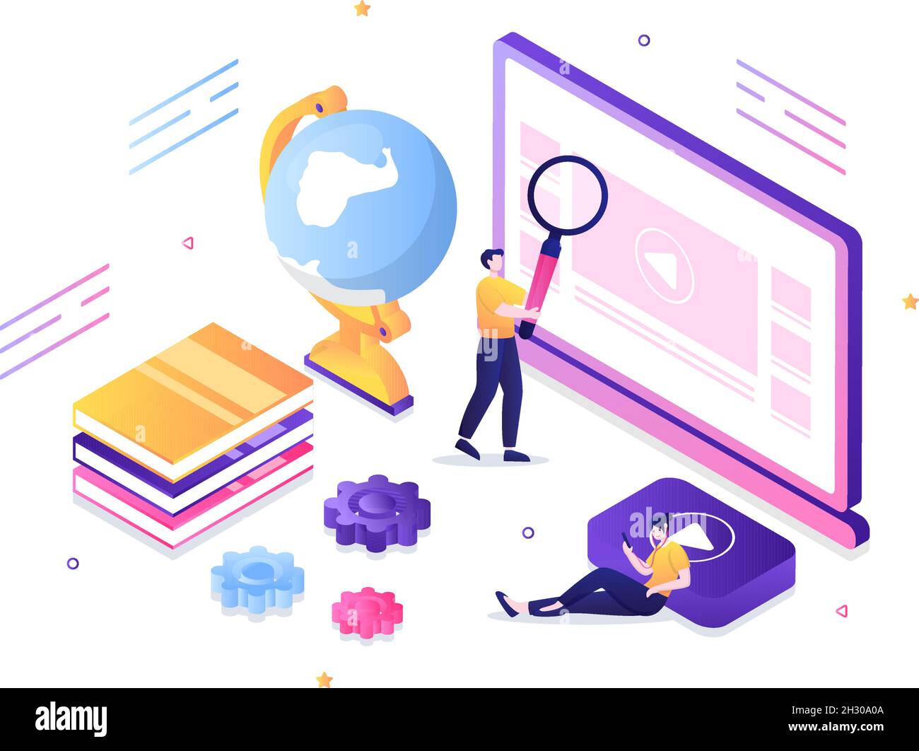 Video Tutorials Background Vector Illustration. Watching and Streaming ...