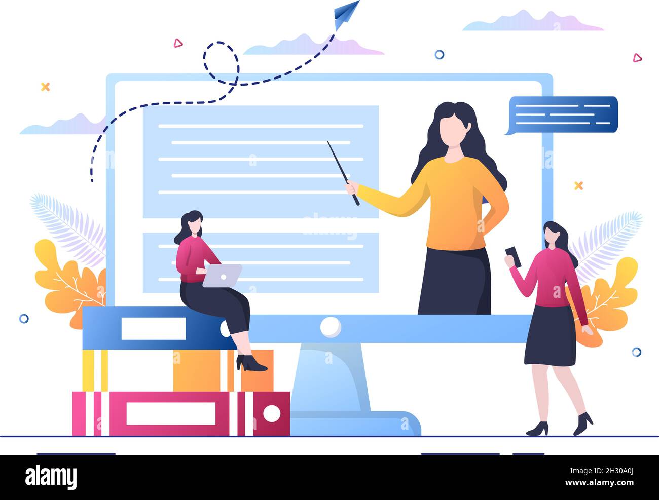 Video Tutorials Background Vector Illustration. Watching and Streaming ...