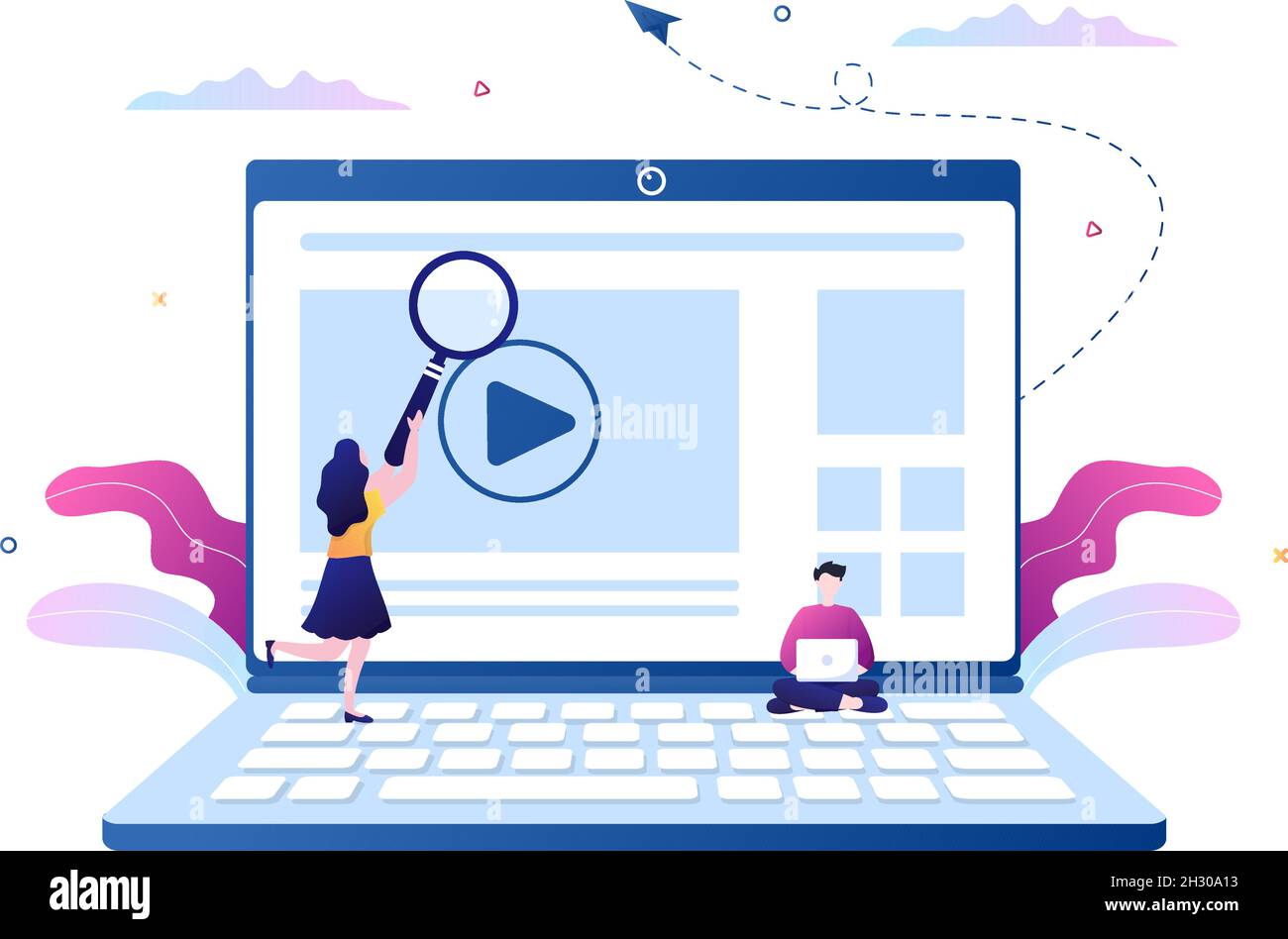 Video Tutorials Background Vector Illustration. Watching and Streaming ...