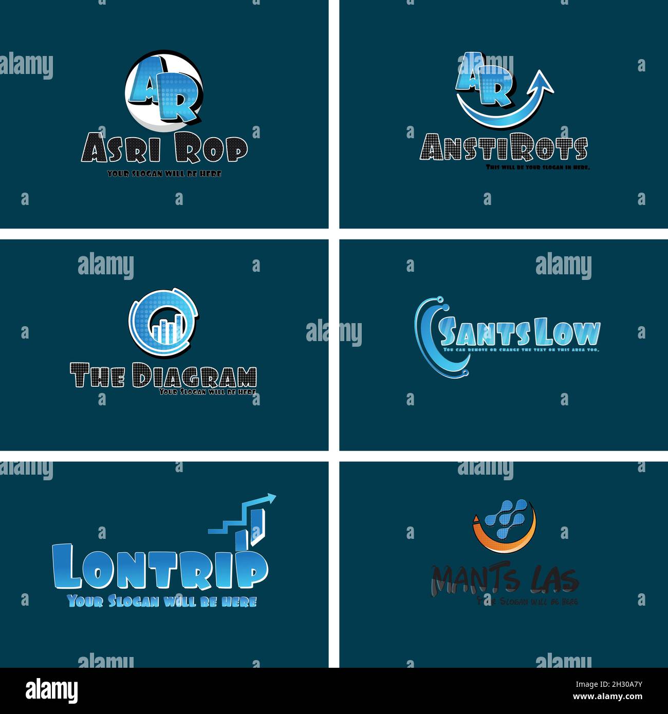 Modern business marketing circle initials text AR arrow curved diagram ...