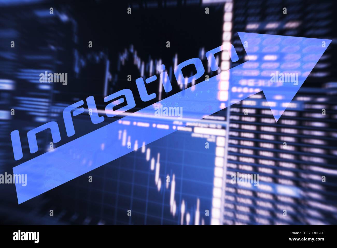 An arrow shows rising inflation Stock Photo - Alamy