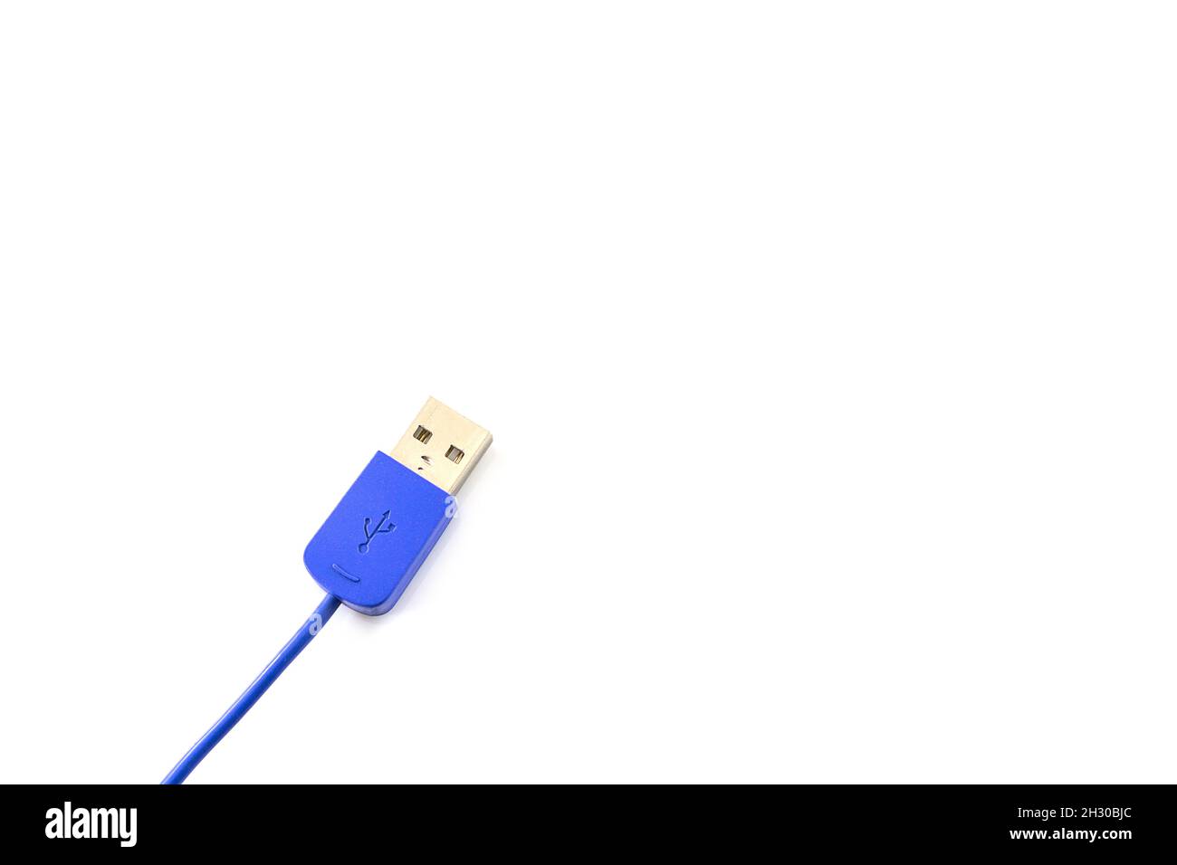 Close-up of blue usb plug cable isolated on white background Stock ...
