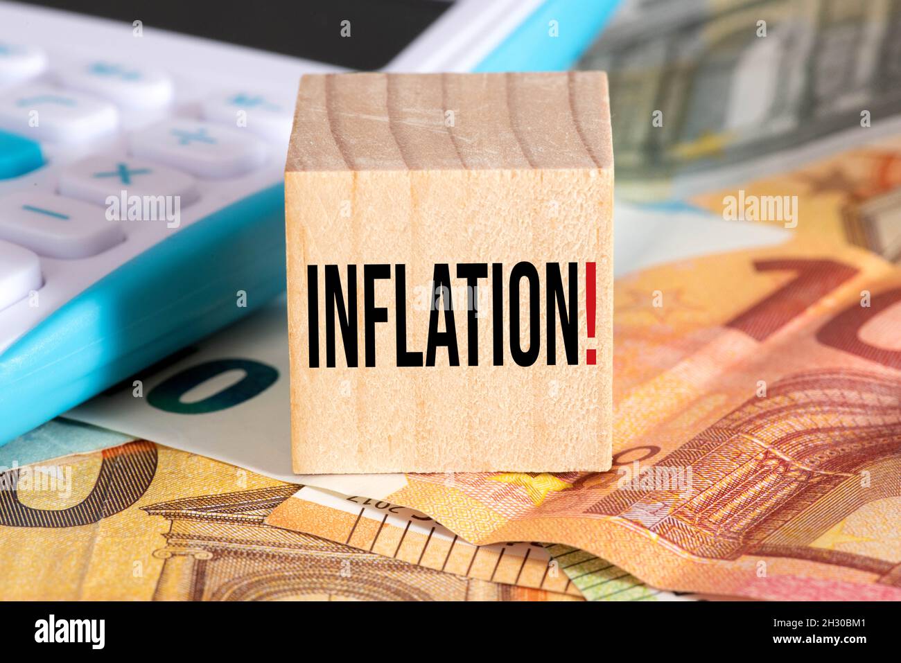 Calculator, euro banknotes and inflation in Europe Stock Photo - Alamy