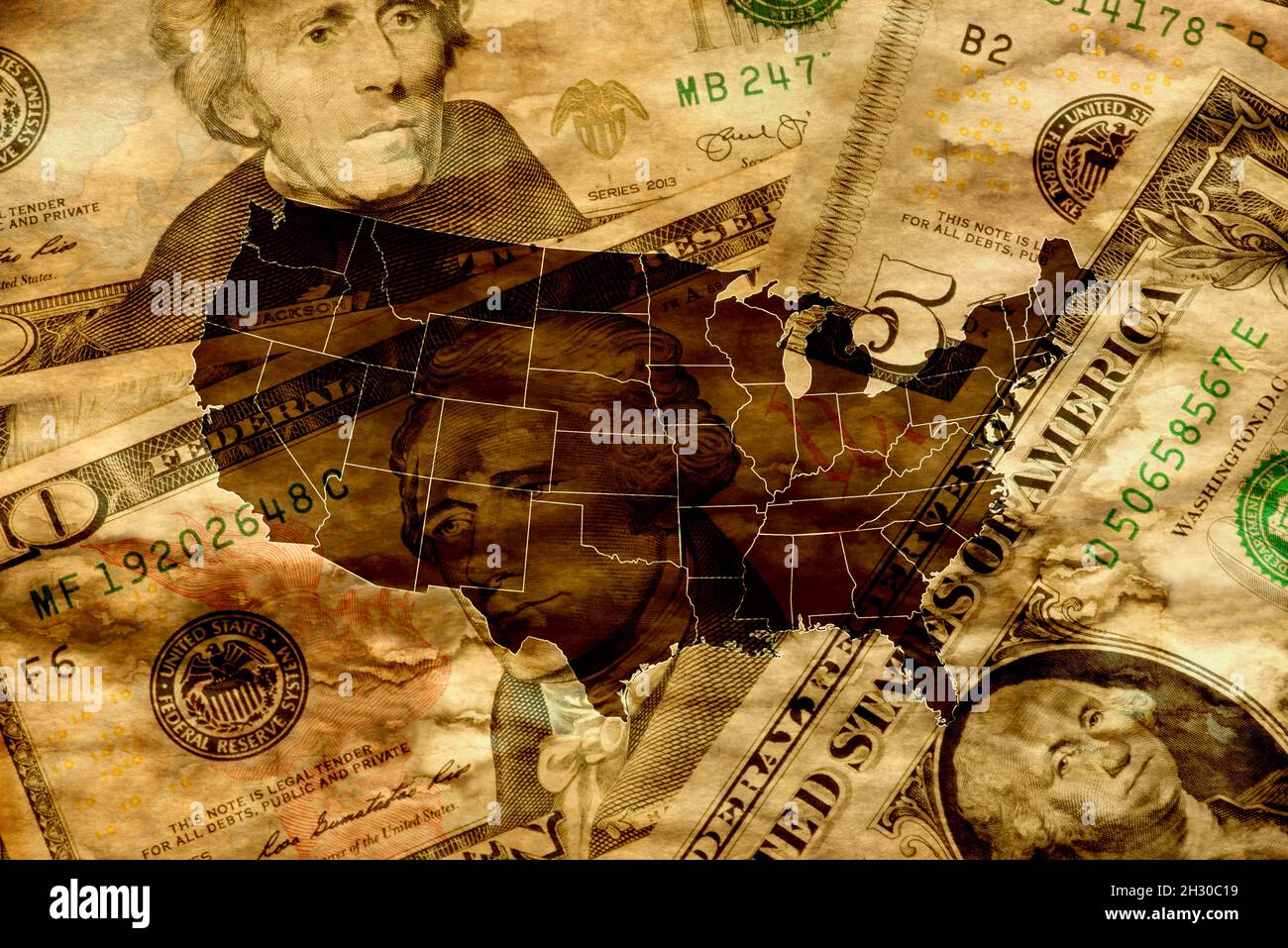 Us money map hi-res stock photography and images - Alamy
