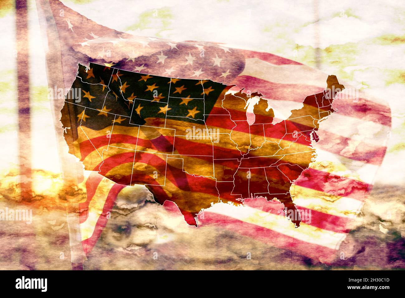 An old map of USA Stock Photo - Alamy