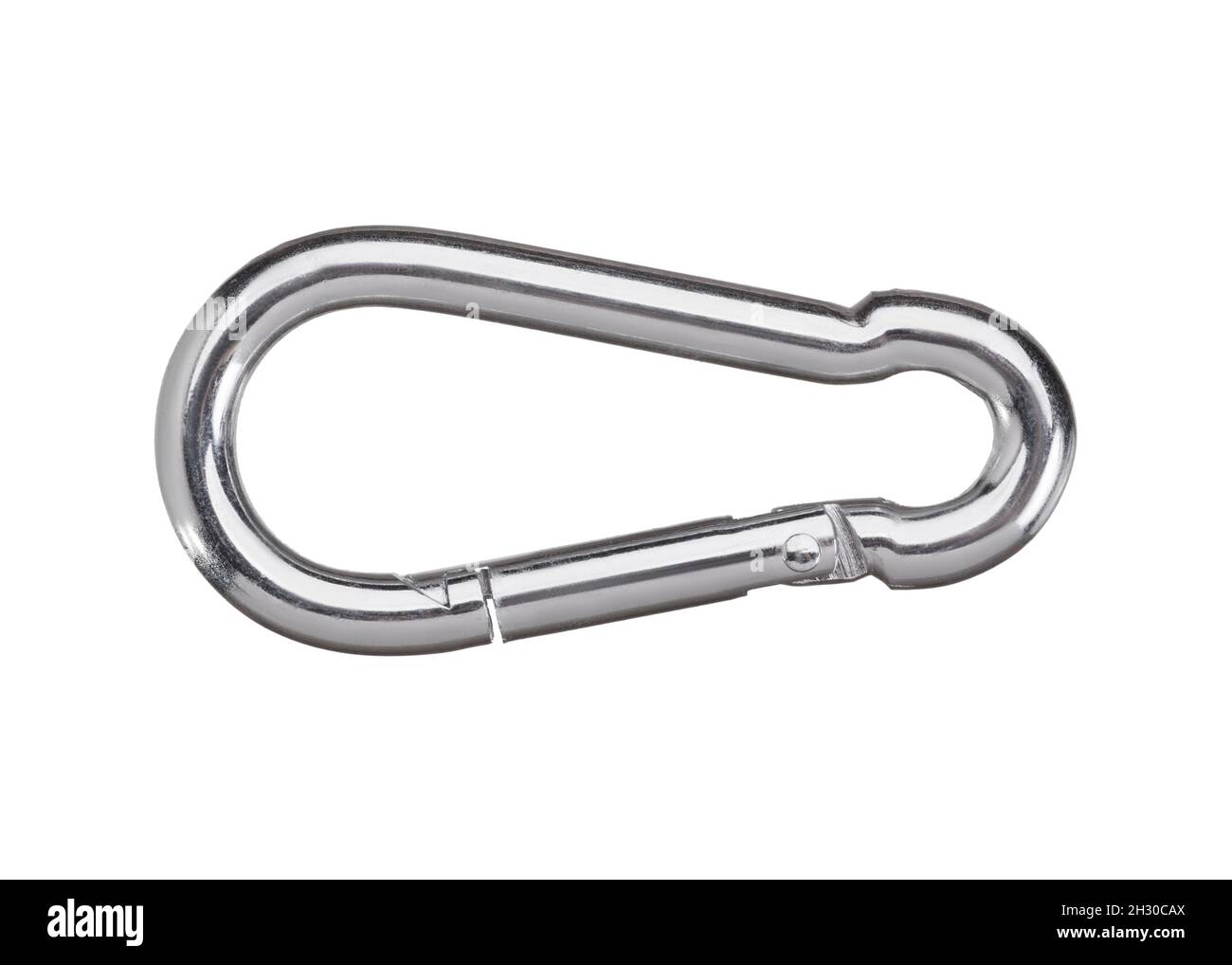 Stainless steel construction carabiner isolated on white background ...