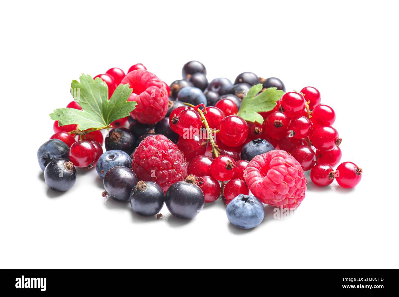 Tasty different berries on white background Stock Photo - Alamy