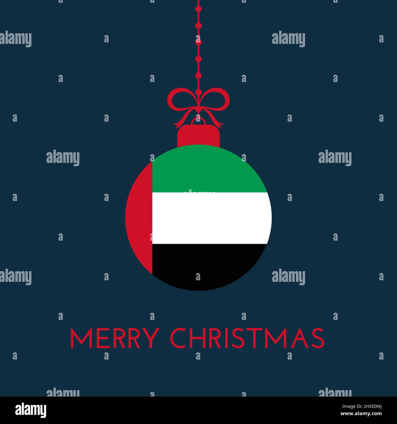Merry Christmas and new year ball with United Arab Emirates flag ...