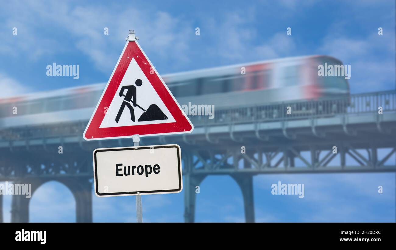 Street Sign the Direction Way to Europe Stock Photo - Alamy