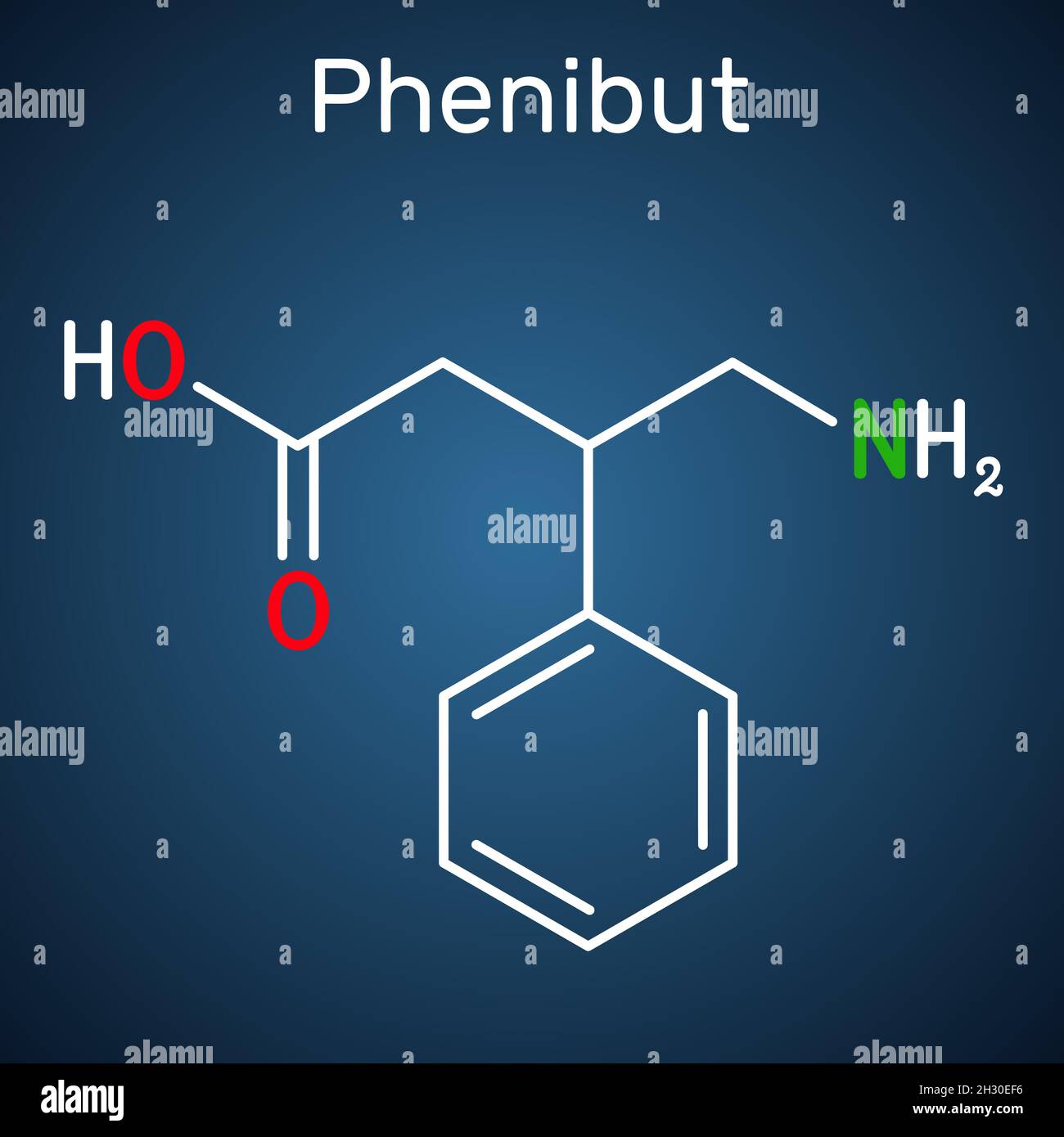 Phenibut molecule. It is central nervous system depressant with ...