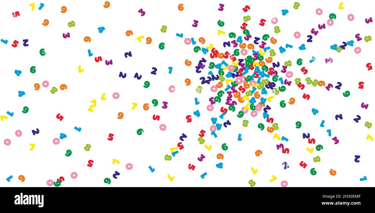 Falling colorful numbers. Math study concept with flying digits. Quaint ...