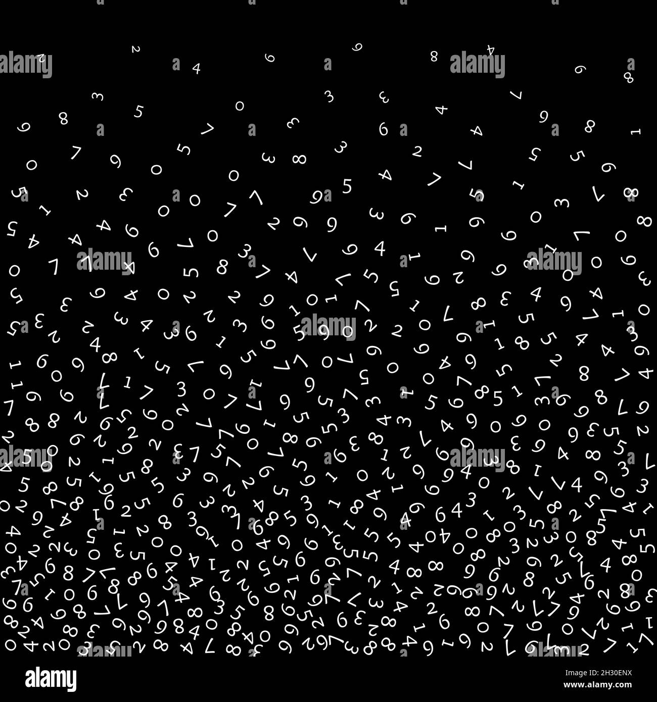 Falling numbers, big data concept. Binary white random flying digits ...
