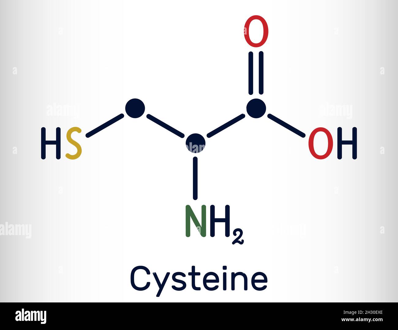 Cysteine, Cys, proteinogenic amino acid molecule. Skeletal chemical ...