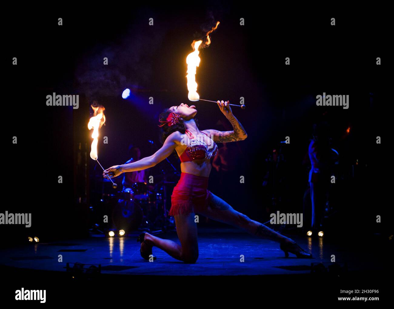Heather Holliday performs 'Fire' live on stage as part of Limbo at London Wonderground, The ...