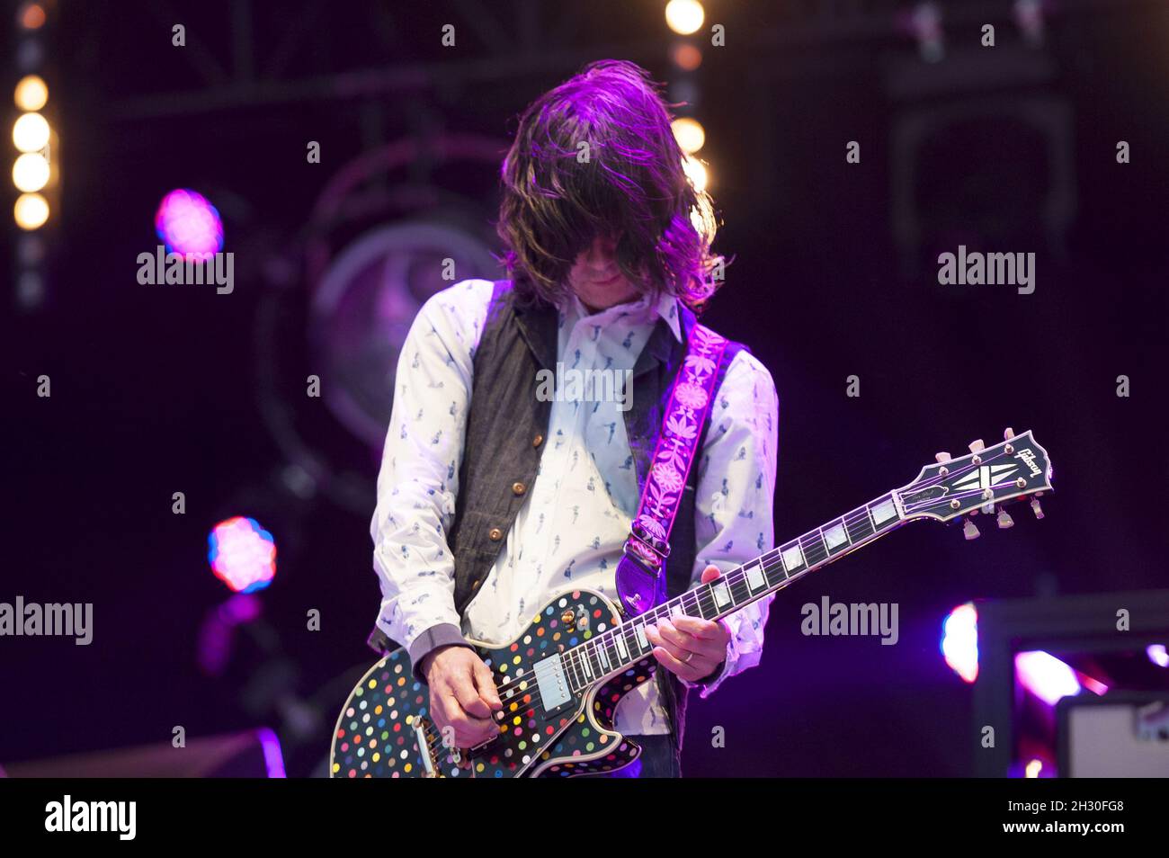 John Squire of the Stone Roses performs live on stage at Finsbury Park ...
