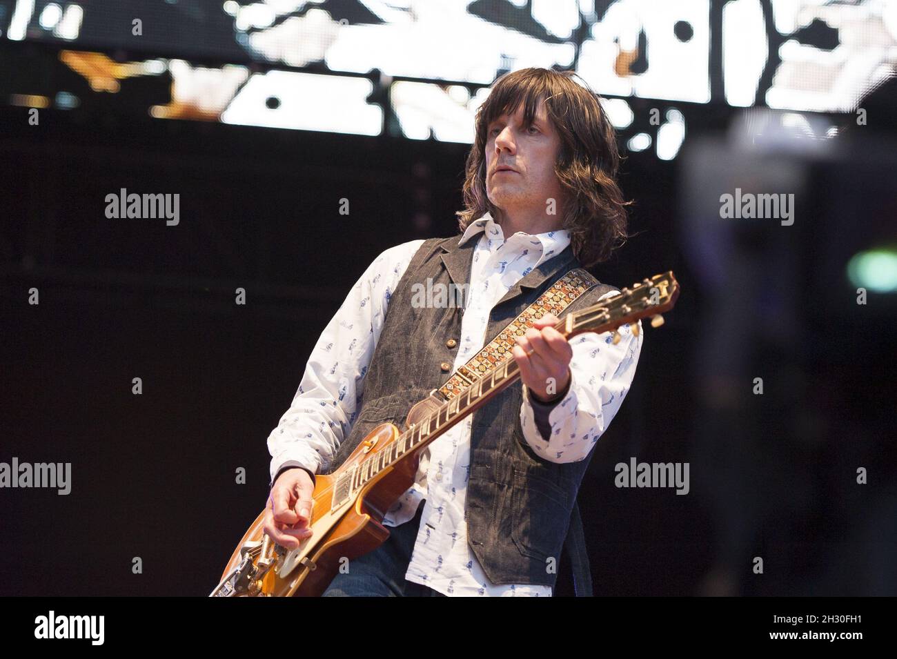 John Squire of the Stone Roses performs live on stage at Finsbury Park ...