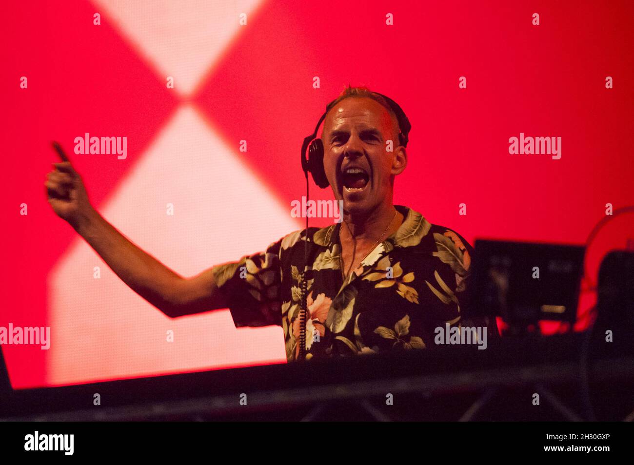 Fat Boy Slim (Norman Cook) performs live on stage during Bestival's Big ...