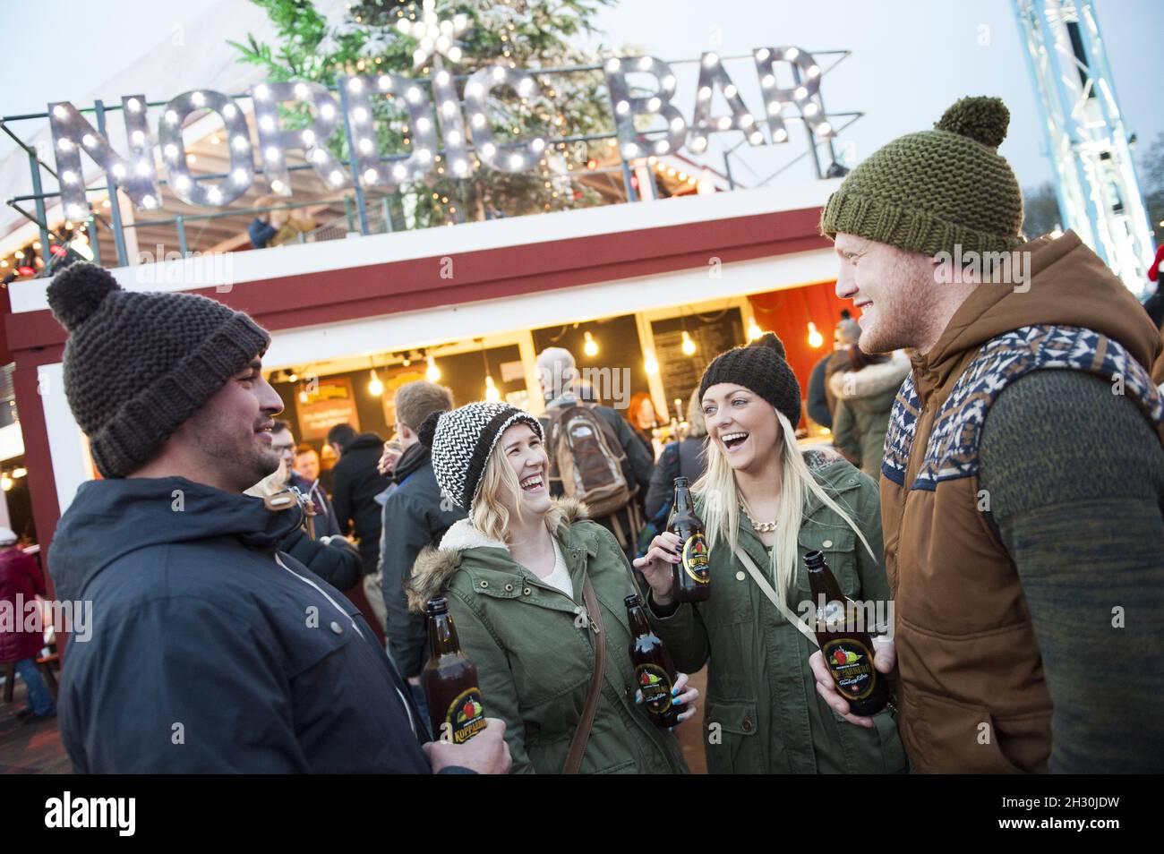 Members of the public enjoy The Nordic Bar at Winter Wonderland, Hyde ...