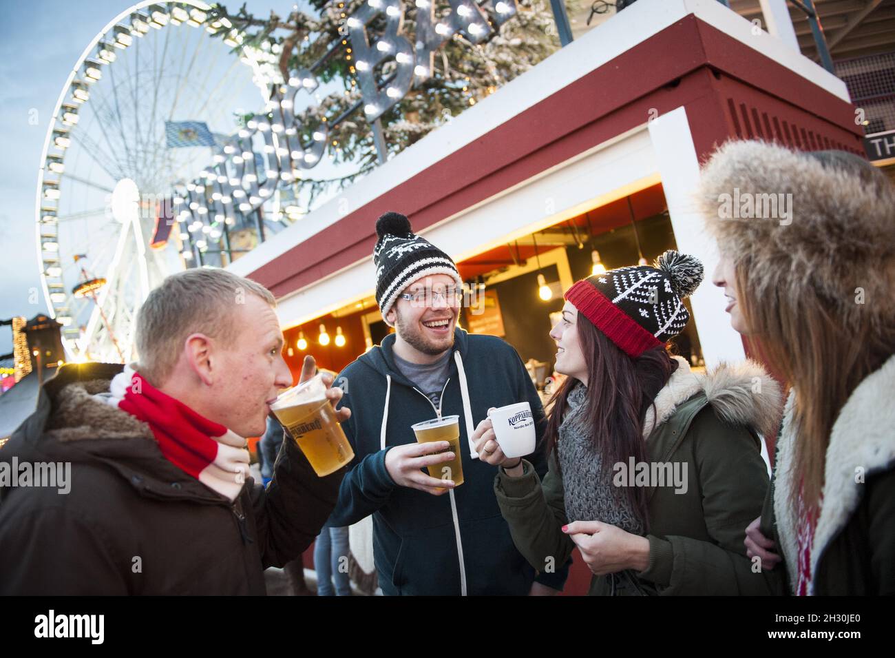 Members of the public enjoy The Nordic Bar at Winter Wonderland, Hyde ...