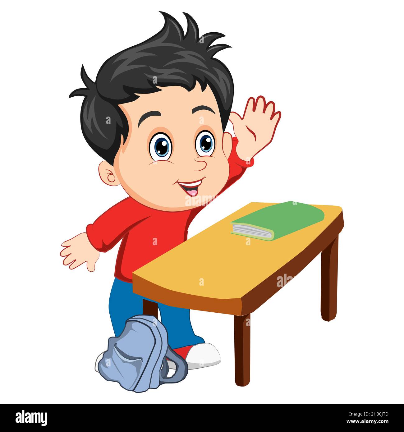 Cartoon Student Raising Hand