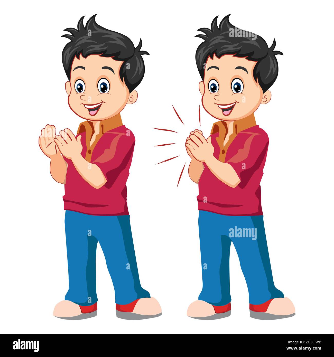 happy cute little kid boy standing and clap the hand Stock Photo - Alamy