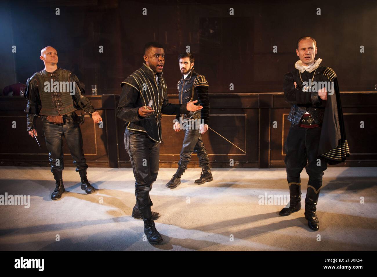 L-R Simon Rhodes (Spinosa), Ashley Zhangazha (Jaffier), Ferdinand ...