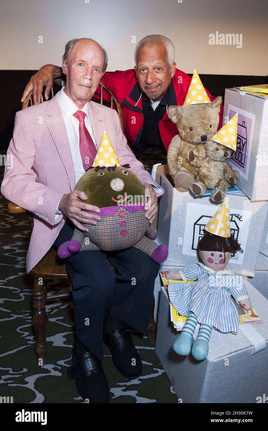 Brian Cant and Derek Griffiths with Playschool toys at the Playschool ...