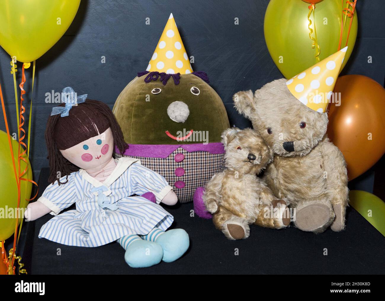 Playschool toys, Jemima, Humpty, Little Ted and Big Ted at the Playschool 50th anniversary ...