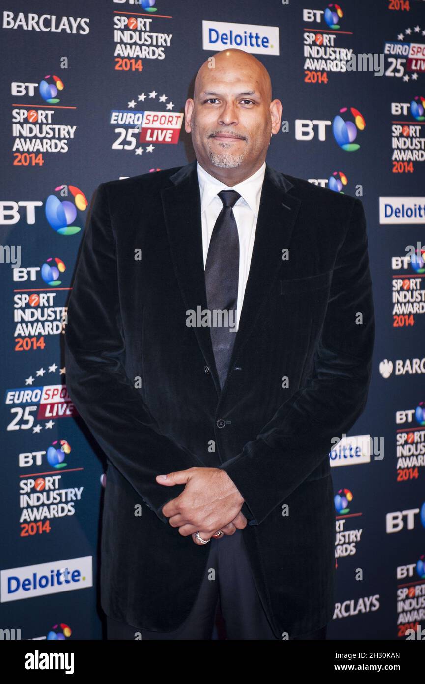 John Amaechi arriving at the BT Sport Industry Awards 2014 at Battersea ...