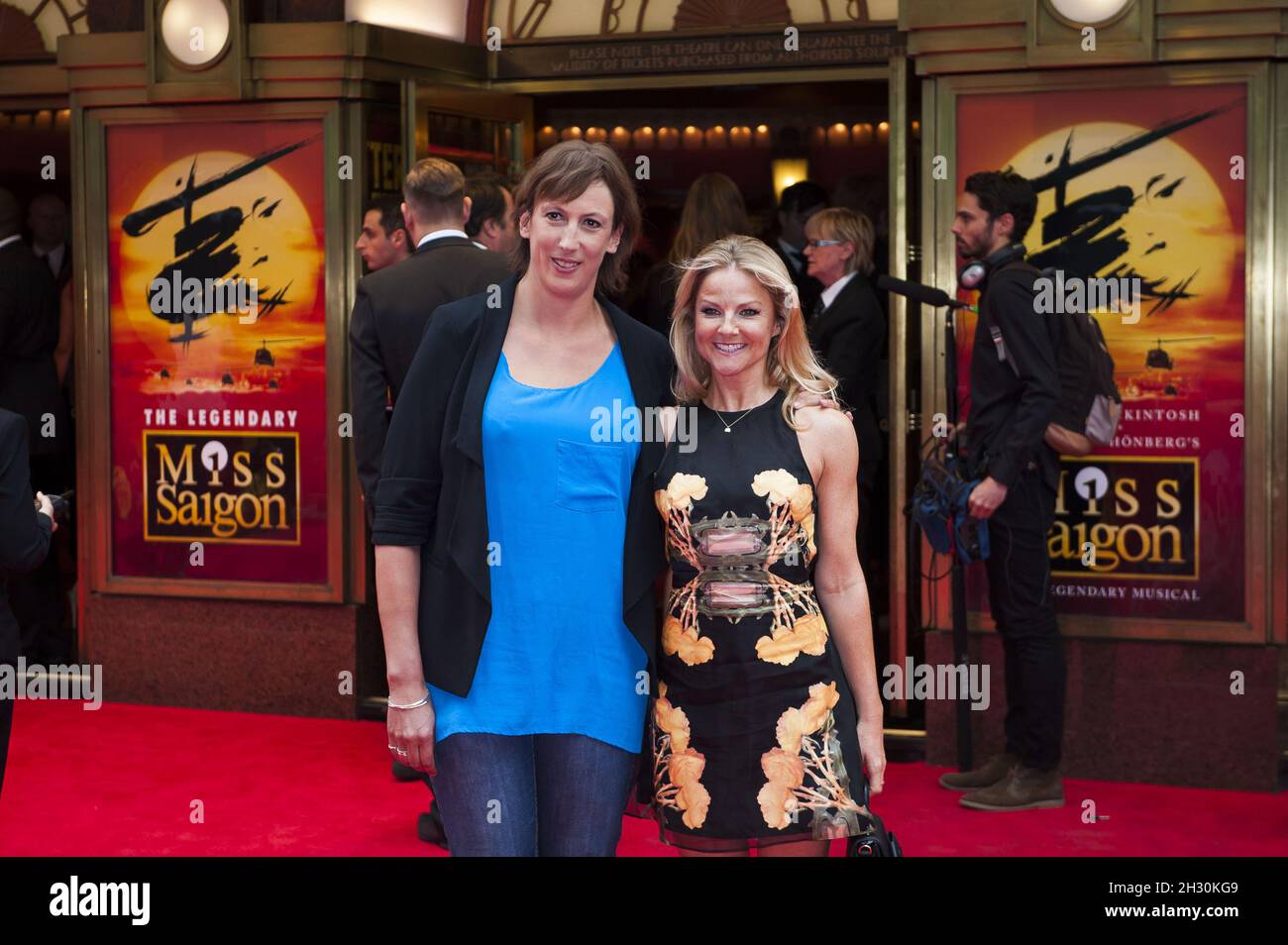 MIranda Hart and Sarah Hadland arrive at the Miss Saigon press night ...