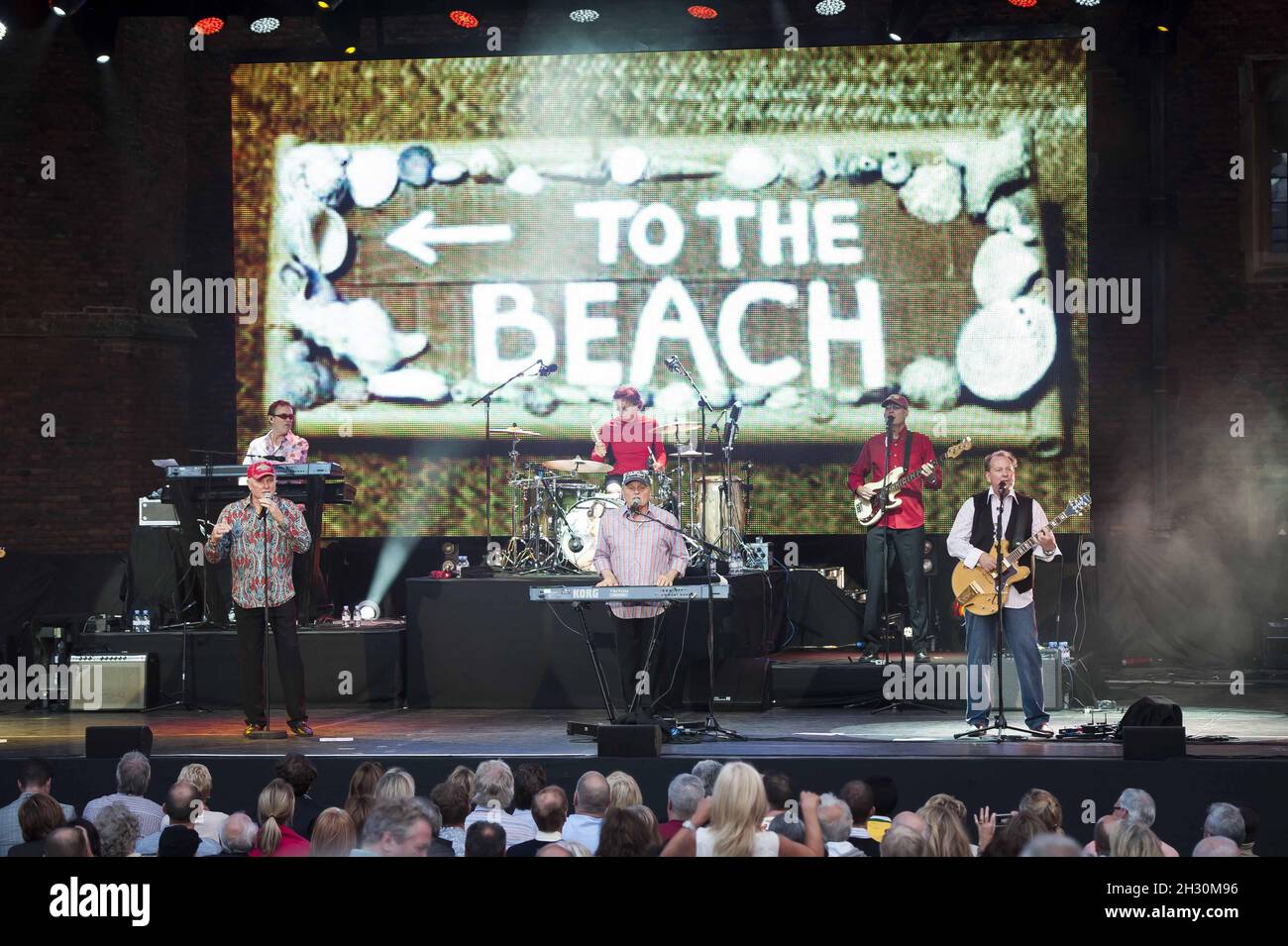 The Beach Boys play live on stage as part of the Hampton Court Festival ...
