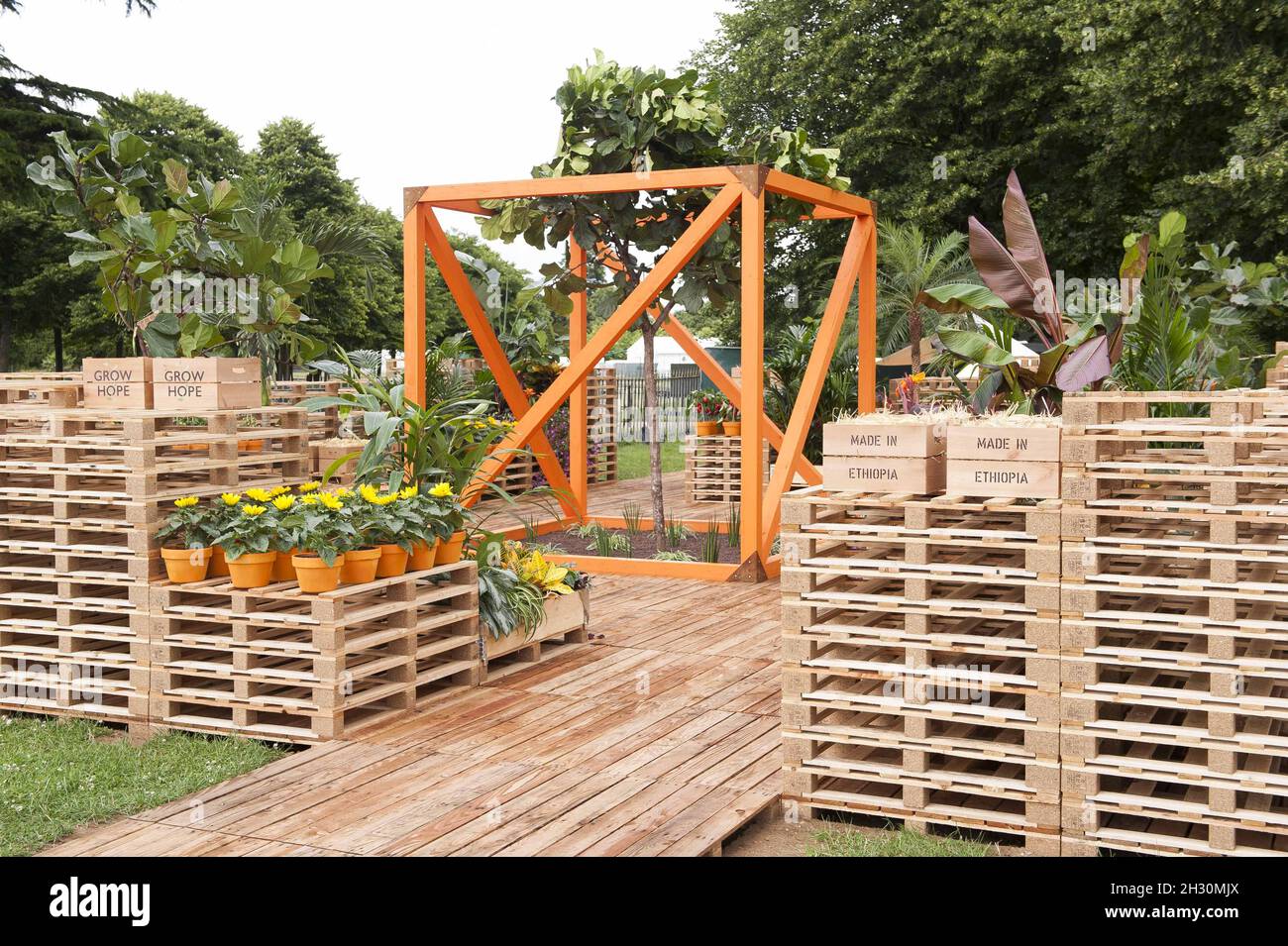 General view of the Ethiopian World Vision Garden, Hampton Court Palace ...