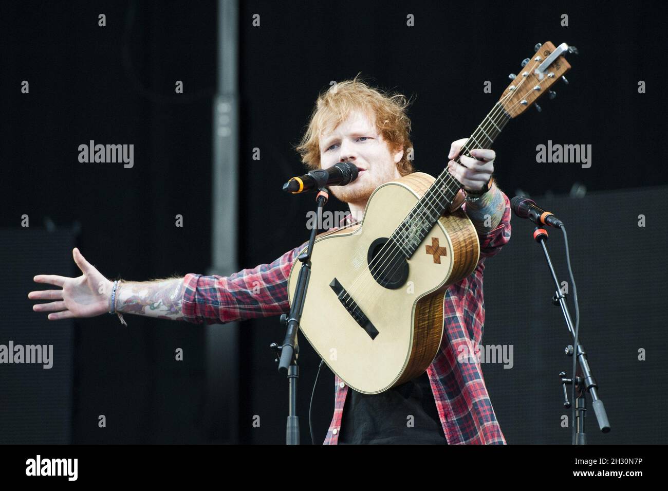 Ed Sheeran performs live on stage on day 1 of V Festival 2014, Hylands ...