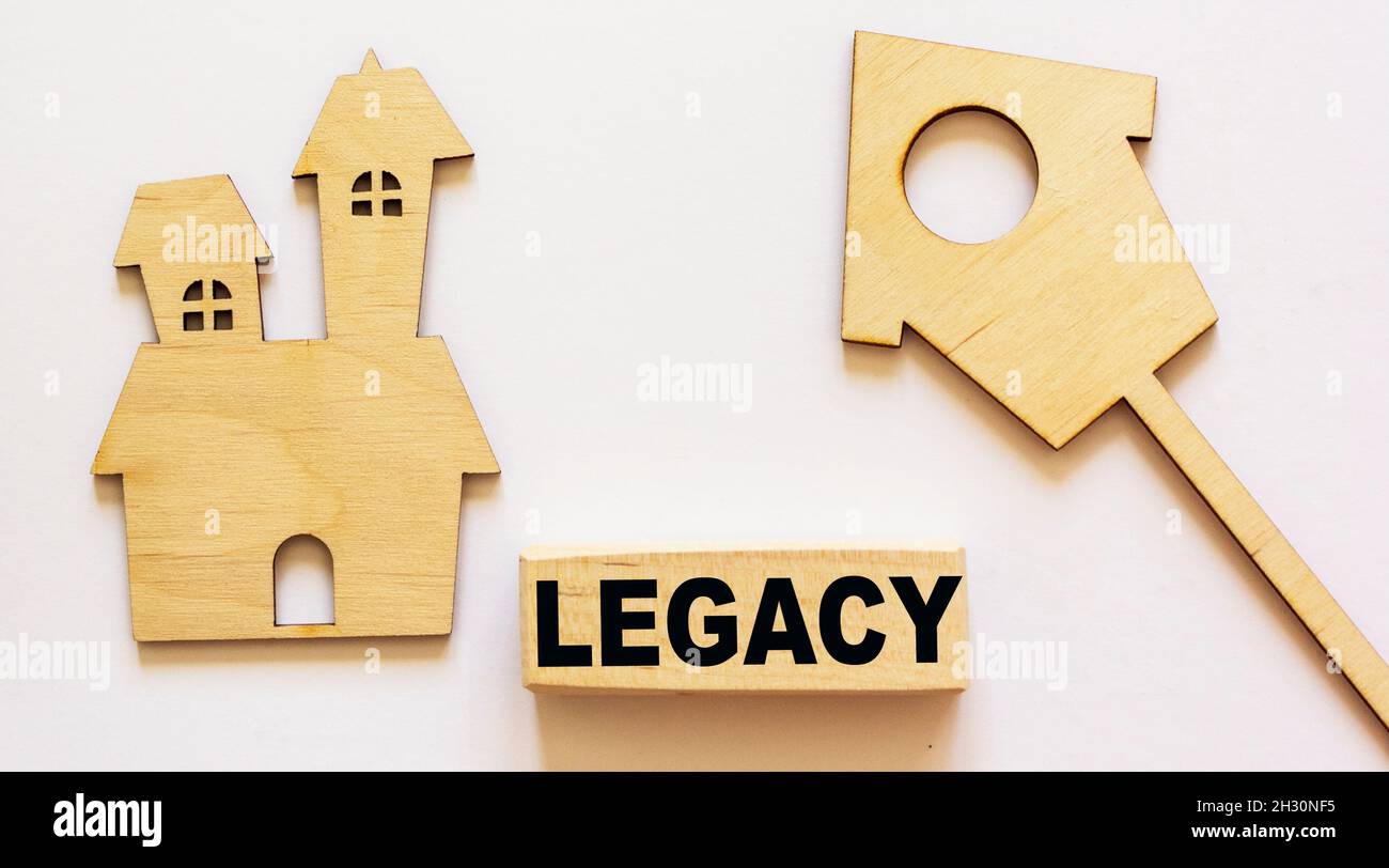 LEGACY word about building blocks and homemade houses concept on white ...