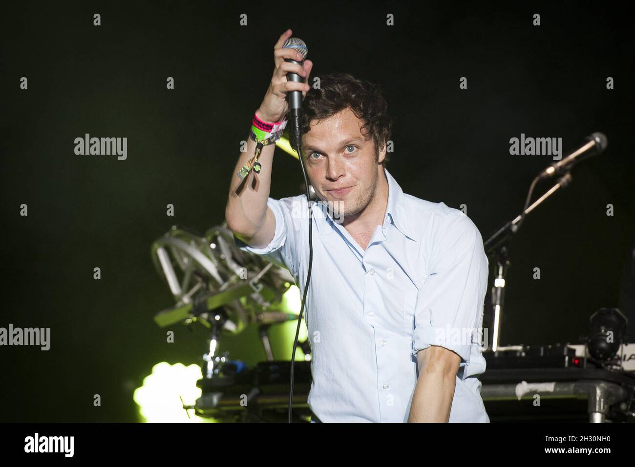 Ed Macfarlane of Friendly Fires performs live on stage with Disclosure ...