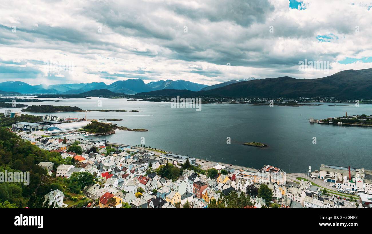 Alesund, Norway. Alesund Skyline Islands. Top View. 4K. Time Lapse ...