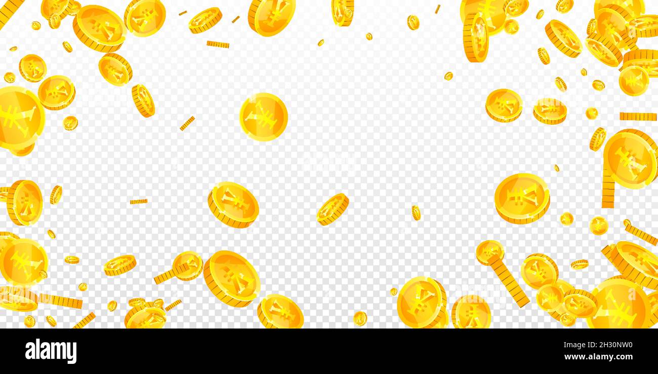 Chinese yuan coins falling. Lovely scattered CNY coins. China money ...