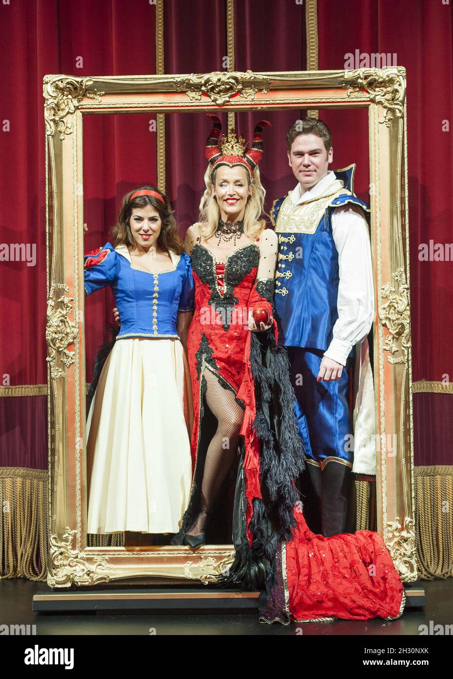 Jerry Hall (Wicked Queen) Aimie Atkinson (Snow White) and Sean Daltan ...