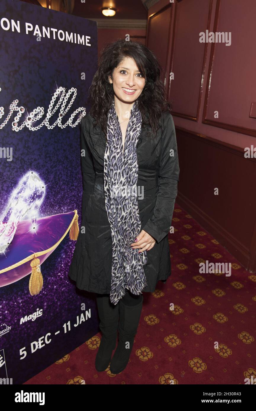 Shappi Khorsandi arrives at the Cinderella opening night at the New ...