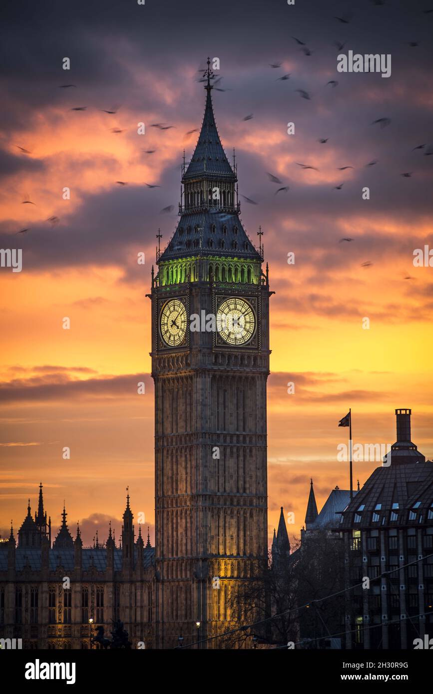 General View of Big Ben clock tower at the Palace of Westminster in ...