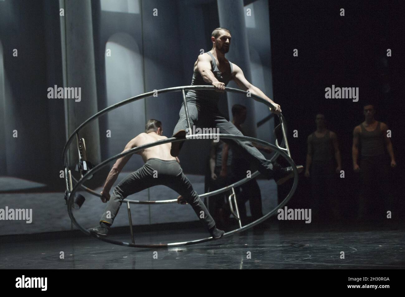 The German Wheel performance during Cirque Eloize's Cirkopolis ...