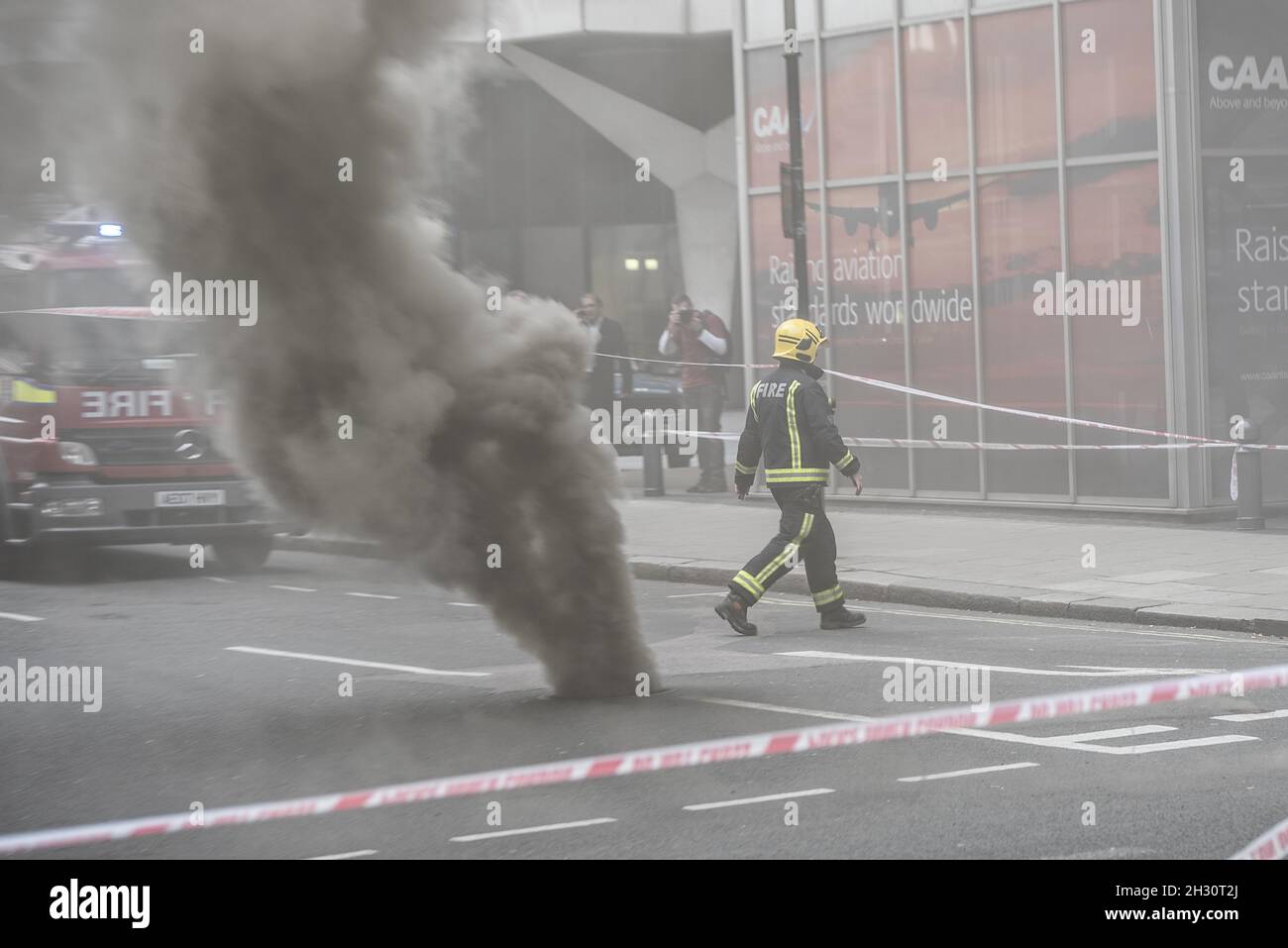 Smoke caused by an underground cable fire on Kingsway, nr Holborn ...