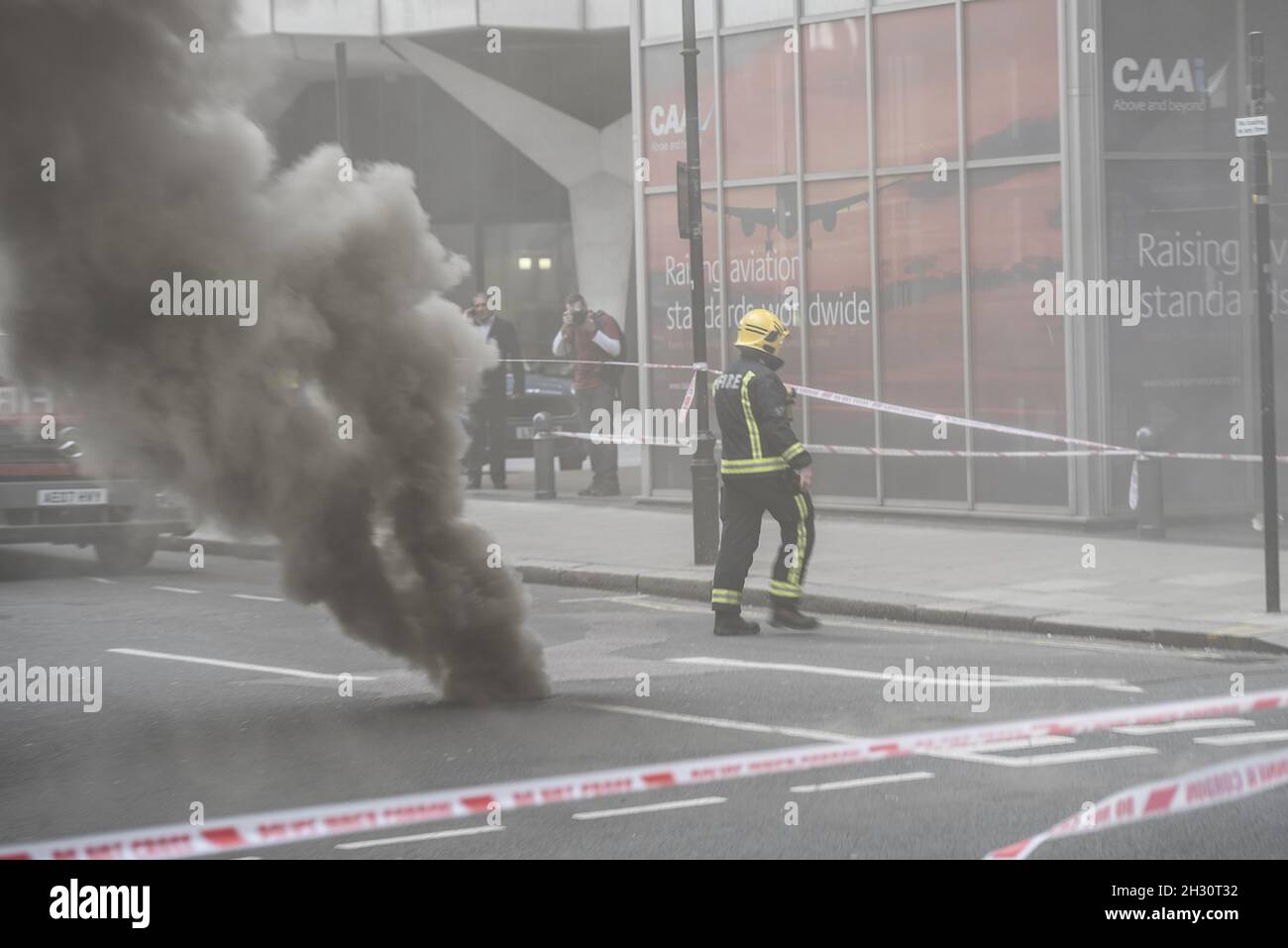 Smoke rising, caused by an underground cable fire on Kingsway, nr ...