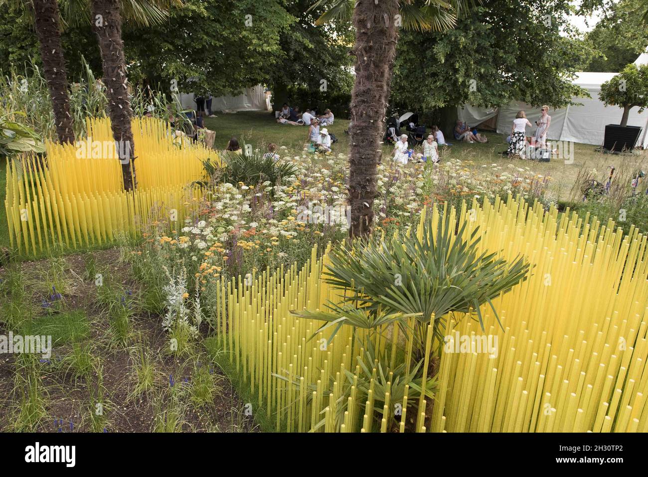 Flower display in the World Vision Garden at the RHS Hampton Court ...